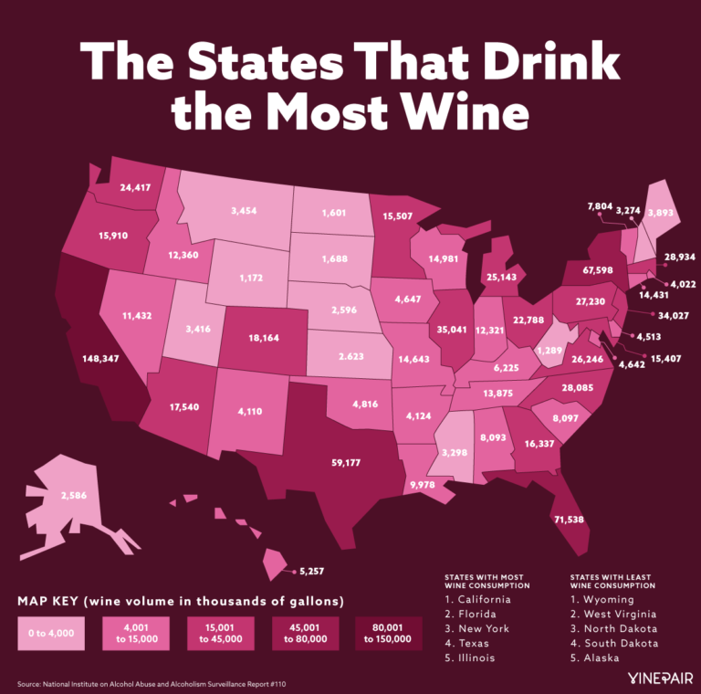 The States That Drink the Most Wine in America (Maps) | VinePair