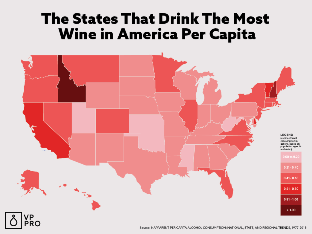 The States that Drink the Most Wine in America [Map] | VinePair
