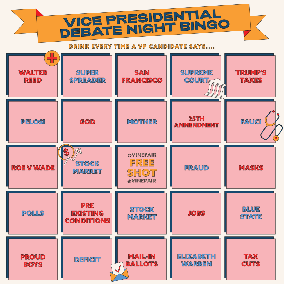 2020 Vice Presidential Debate Bingo Card Drinking Game | VinePair
