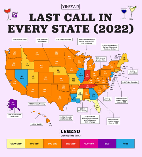 What Time Is Last Call in Every State? [Map] | VinePair