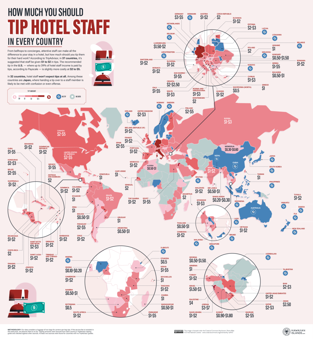 These Giant Maps Show How Much You Should Tip in Every Country | VinePair