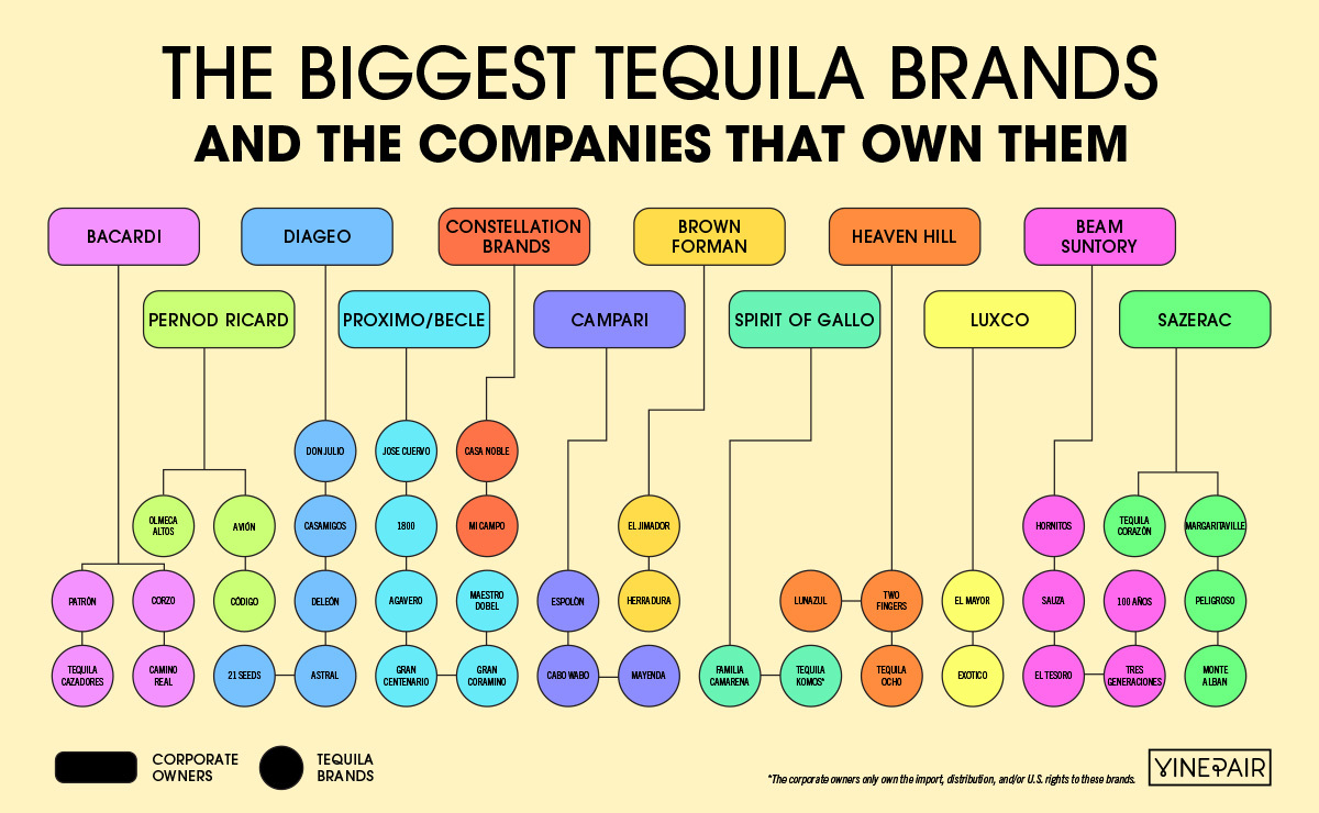 The Biggest Tequila Brands And The Companies That Own Them Infographic The Biggest Tequila Brands And The Companies That Own Them Infographic
