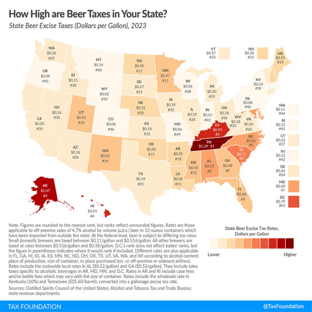 How Much Every State Taxes Beer (2023) [Map] | VinePair