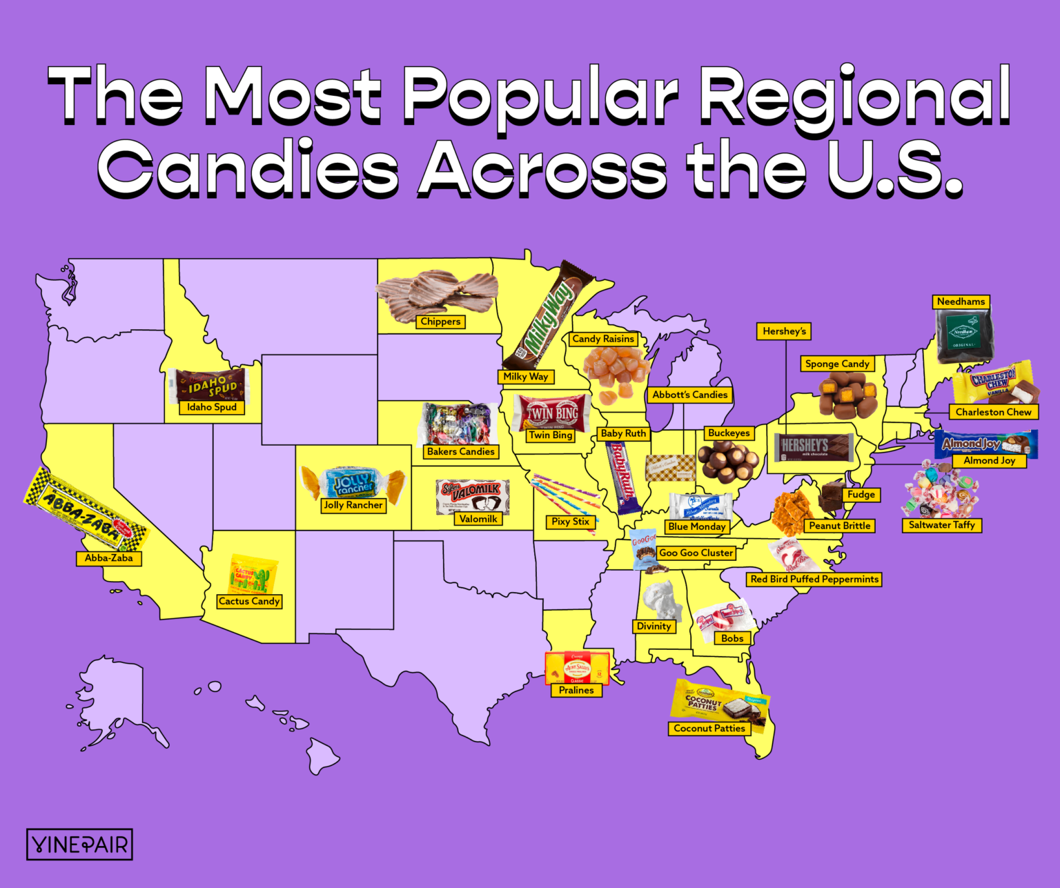 America's Most Popular Regional Candies [MAP] | VinePair
