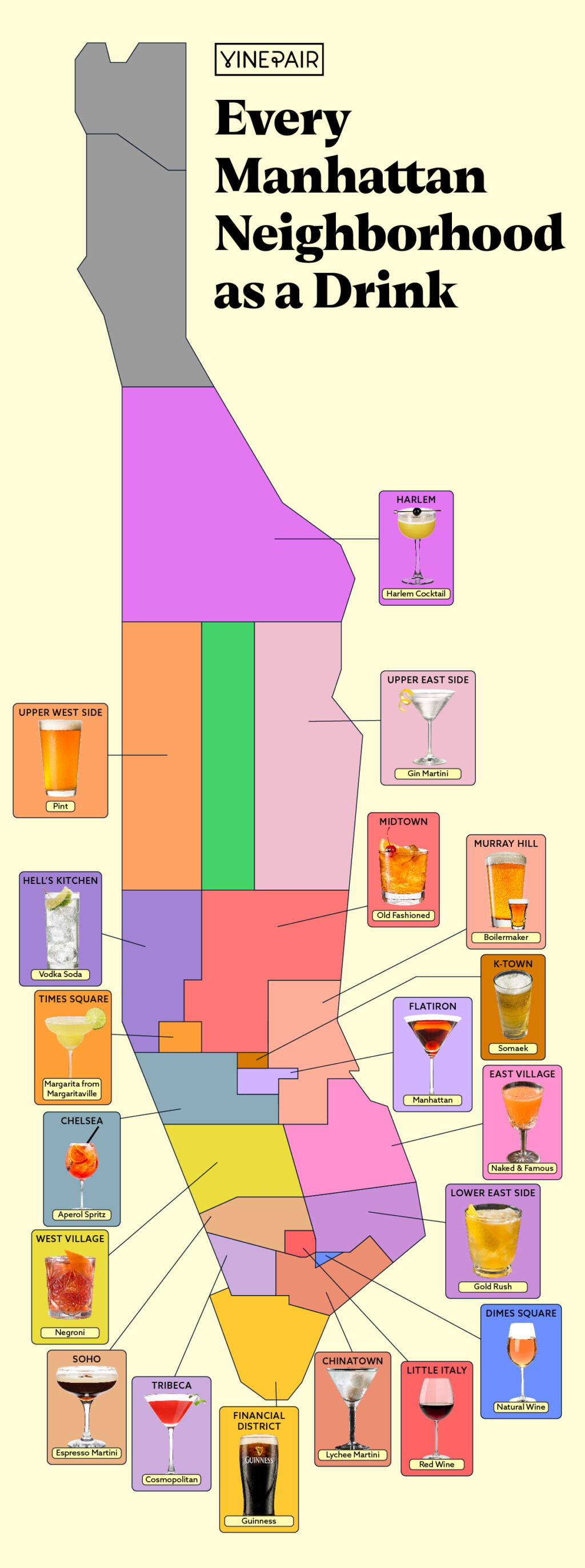 Every Manhattan Neighborhood as a Drink, Mapped | VinePair