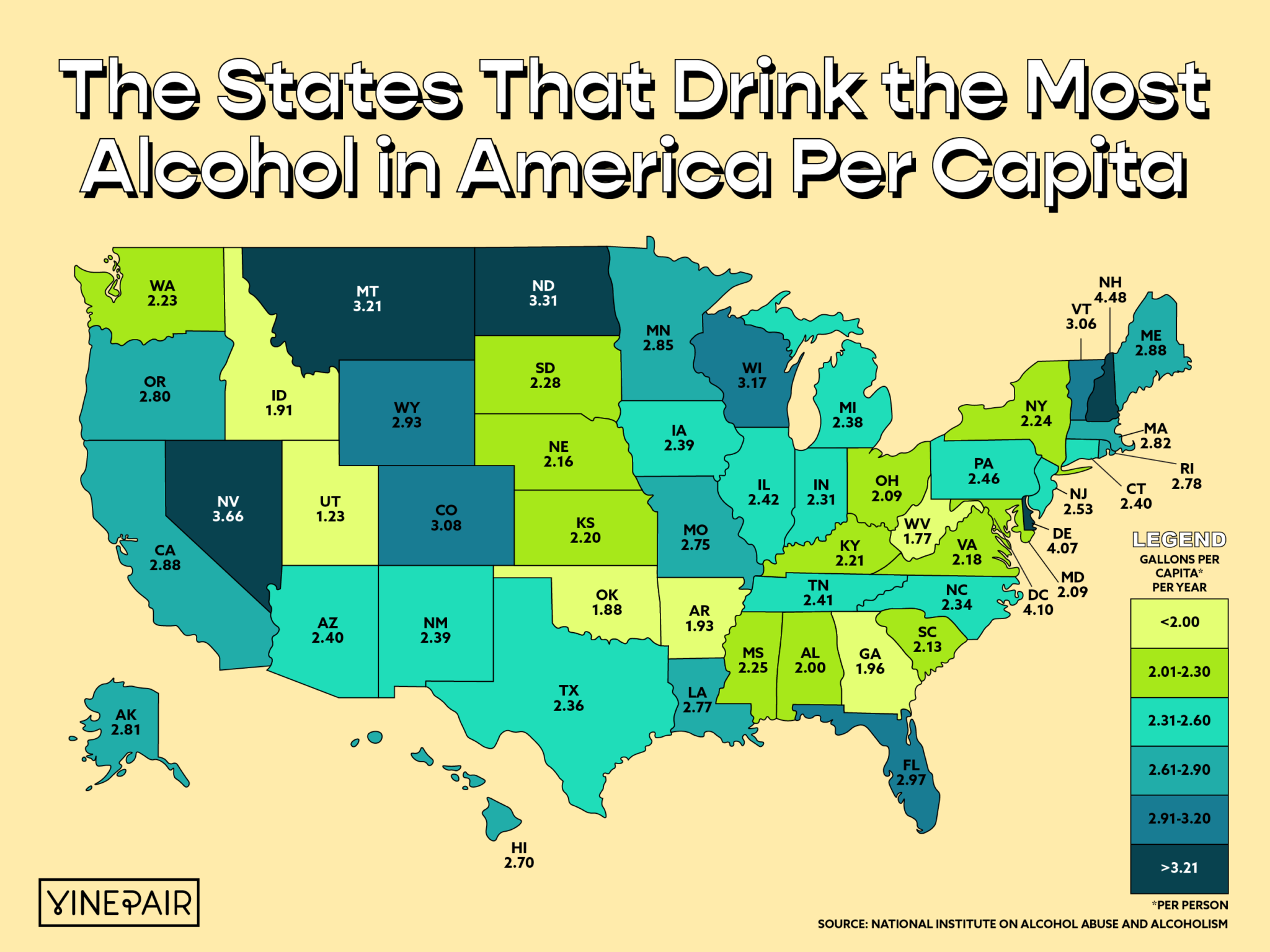 The States That Drink the Most Alcohol in America (2024) [MAP] | VinePair