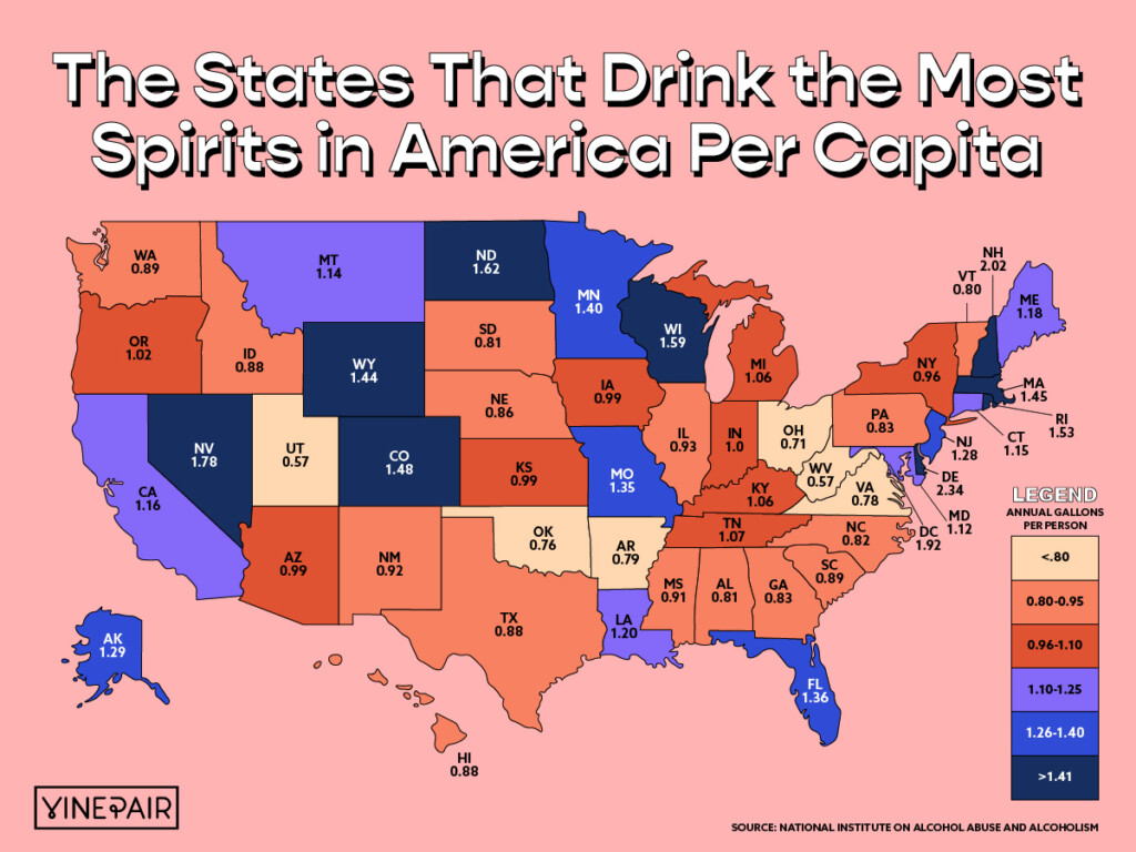 The States That Drink the Most Liquor in America (2024) [MAP] | VinePair