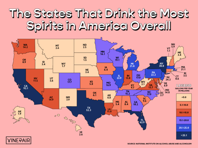 The States That Drink the Most Liquor in America (2024) [MAP] | VinePair