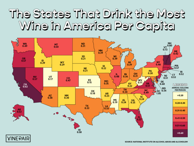 The States That Drink the Most Wine in America (2024) [MAP] | VinePair