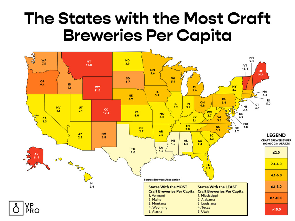 Mapped & Ranked: The States With the Most Craft Breweries in 2024 ...